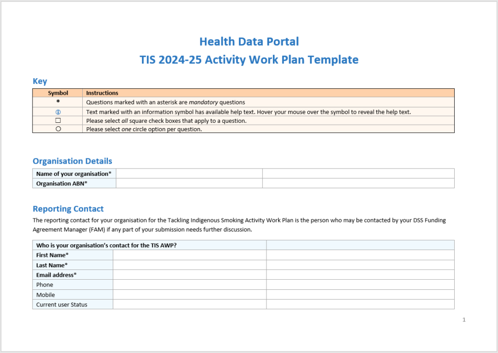 AWP template guidance - Tackling Indigenous Smoking